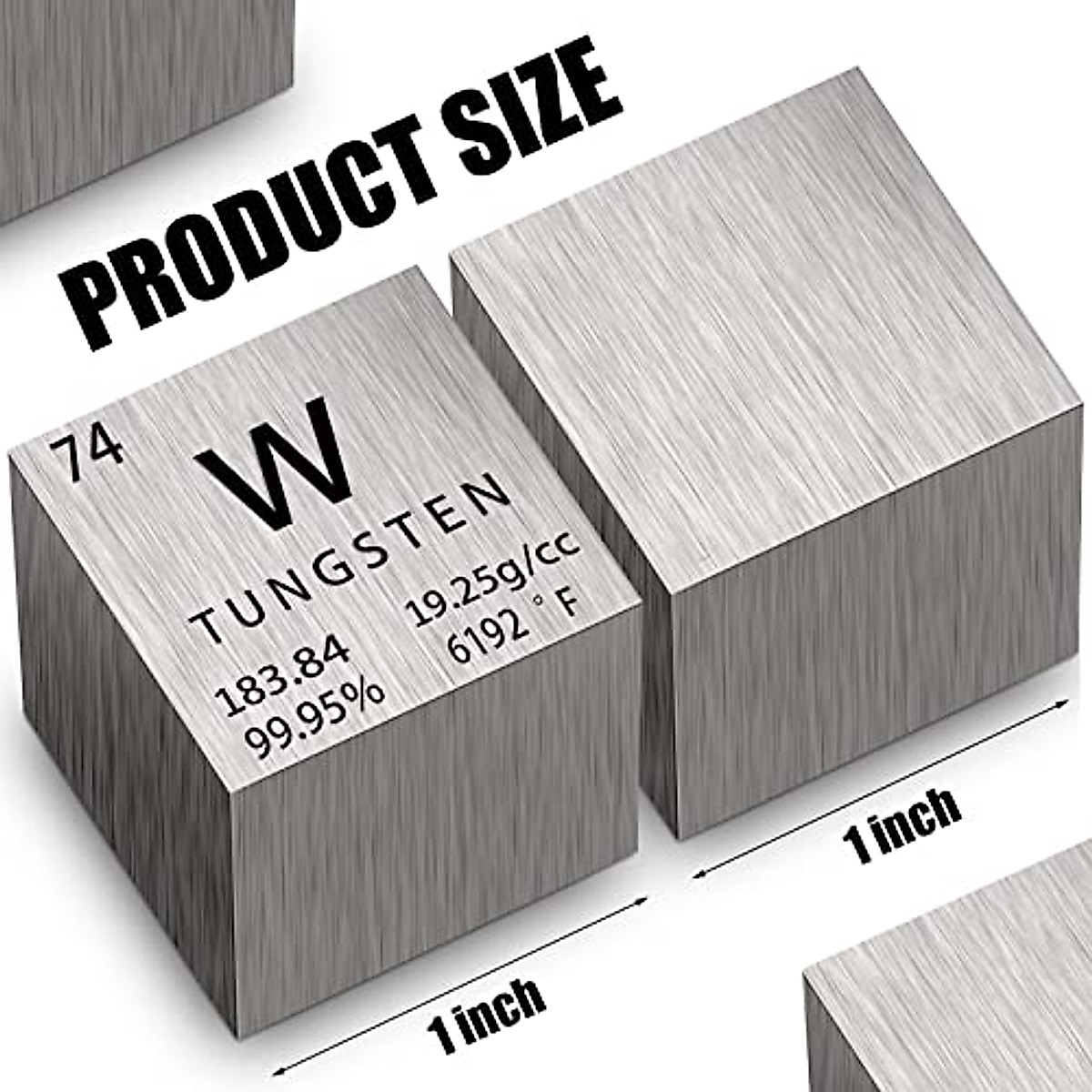 Tungsten Cube Metal Density Cubes Pure Metal High Density Element Cube for Element Collections Lab Experiment Material Hobbies Heavy Small Objects Experience (Tungsten, 1 Inch)
