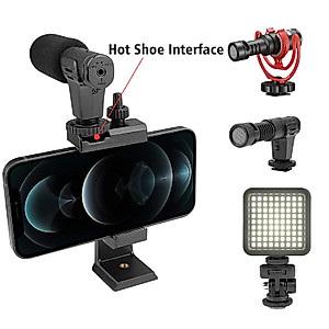 Phone Vlogging Holder,Cell Phone Camera Handle Grip Stabilizer,Ergonomic Phone Video Stabilizer,Handheld Selfie Stick Smartphone Holder with Cold Shoe Mount for Mic/Flash Light,with Wrist Strap