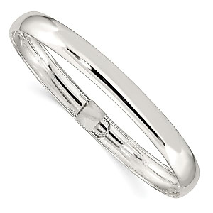 IceCarats 925 Sterling Silver 8mm Flexible Bangle Bracelet