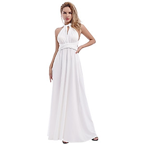 IBTOM CASTLE Women's Transformer/Wrap Solid Maxi Cocktail Dress (4/XS, White)