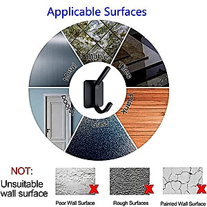 feliposi Towel Hook/Adhesive Hooks - Wall Hooks for Coat/Robe/Towels Stick on Bathroom/Kitchen 4-Pack, Waterproof Aluminum Alloy (Black)