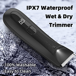 INVJOY Manscape, Body & Pubic Hair Trimmer for Men w/Light - No Nick, No Cut, Ball Trimmer Men - No Razor Burn Groin, Body Groomer Shaver, IPX7 Waterproof Electric Razor w/Recharge Dock, Gift for Men
