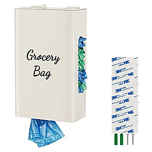 Jolensoy Grocery Bag Holder Plastic Bag Holder Wall Mount Trash Bag Holder Easy-Access Opening for Home Kitchen Organization (Ivory white)