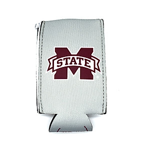 ZipSip NONMAGNET- MSU Adjustable All-In-One Coozie with Zippers for Cans, Bottles, Slim Cans, Pint Glasses, Party Cups – Can Cooler - Insolated Neoprene Sleeve - MSU Bulldogs Light Gray, Large