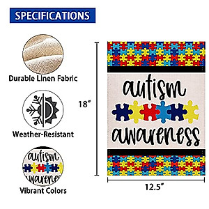 Autism Awareness Garden Flag 12.5 x 18 Inch Vertical Double Sized Puzzle Piece Inspirational Support Yard Outdoor Decoration Flag