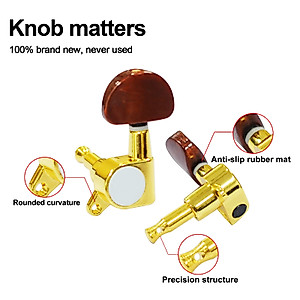 SAPHUE 6 Pieces 3L3R Guitar tuner pegs,Big Square Sealed guitar tuning pegs tuners machine heads,for Acoustic or Electric Guitar (Gold)