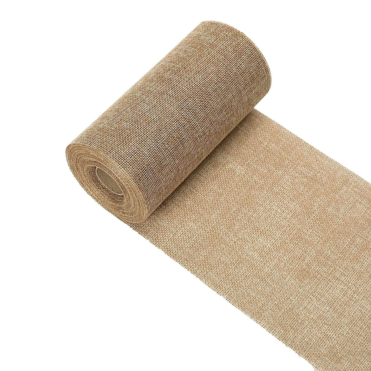 Tableclothsfactory 6" x10 Yards Natural Polyester Fine Rustic Burlap Jute Roll for Wedding Event Party Decorations DIY Arts and Crafts