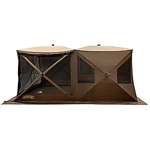 Cabin Screen Shelter - 4 Side - Brown/Tan Roof/Black Mesh - Zip Down Sides