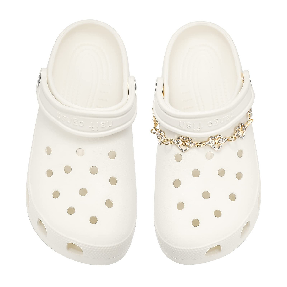 CIKKITZ Pack of 2Pcs Bling Heart Shoe Chains for Girls, DIY Shoe Charms Accessories for Women, Jewelry Alloy Chains, Clog Sandals, Gift for Party, Birtyday Gift