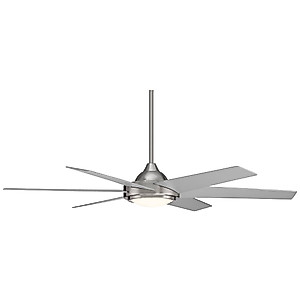 Casa Vieja 56" Estate Modern 6 Blade Indoor Outdoor Ceiling Fan with Light LED Remote Control Brushed Nickel White Diffuser Damp Rated for Patio Exterior House Porch Gazebo Garage