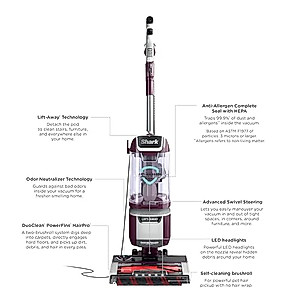 Shark LA702 Rotator Pet Lift-Away ADV Upright Vacuum with DuoClean PowerFins HairPro & Odor Neutralizer Technology, Wine Purple