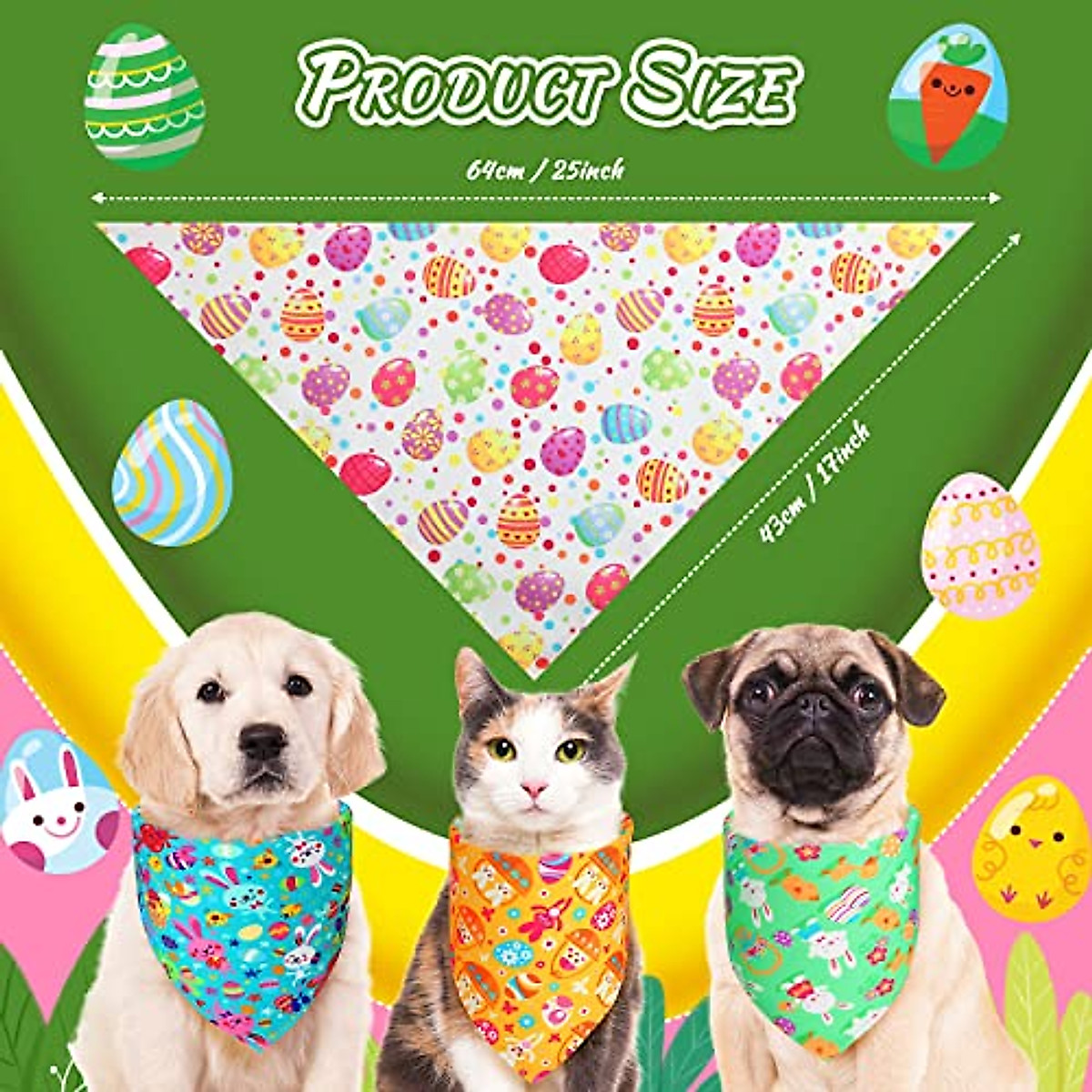 14 Pieces Easter Dog Bandanas Set Egg Bunny Rabbit Triangle Dog Scarf Bib Holiday Seasonal Dog Bandana Washable PET Kerchief Spring Bandana Dog Scarf for Medium to Large Dogs Cats