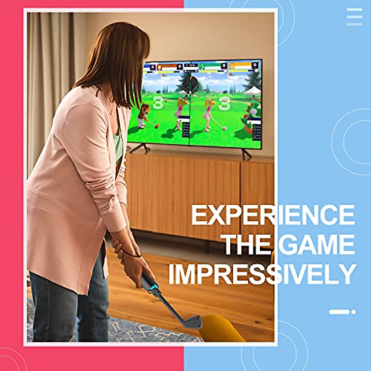 TiMOVO Golf Clubs Compatible with Nintendo Switch Mario Golf: Super Rush Game/Switch Sports, 2 Pack Golf Handle with Hand Strap Game Accessories Golf Grips Fit Switch/Switch OLED Controller, Black