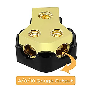 Seamaka 2 Way Power Distribution Block,0/2/4 Gauge in 4/8/10 Gauge Out for Car Audio Splitter O-071