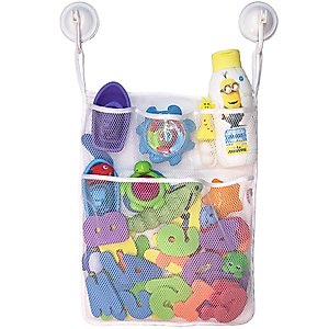 Lilly's Love Bath Toy Storage - Large 14 x 20 inch Bathtub Toy Holder + 2 Locking Hooks, Quick Dry & Easy for Kids to Put Bath Toys Away