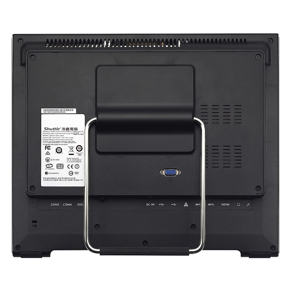 Shuttle XPC AIO X50V8 Black Embedded Intel Celeron 5205U All-in-One Barebone PC, Fanless, IP54 Certified, VESA Compatible, No RAM, No HDD/SSD, No OS