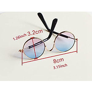 Funny Cat Sunglasses Dog Glasses Metal Retro Circular Glasses Puppy Pet Eyewear for Cosplay Costume Photos Props Pet Accessory Halloween Christmas