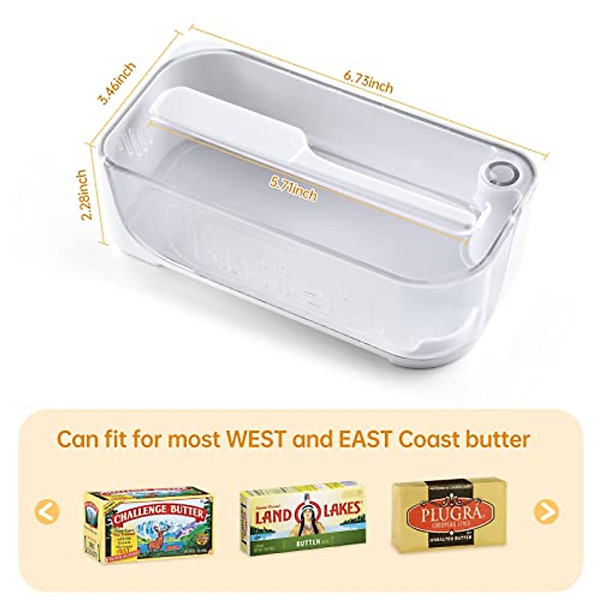 aceyoon Butter Dish with Transparent Lid, Dishwasher Safe Butter Storage Container, ABS Plastic Butter Dish for Countertop, Butter Dishes with Knife & Butter Stick