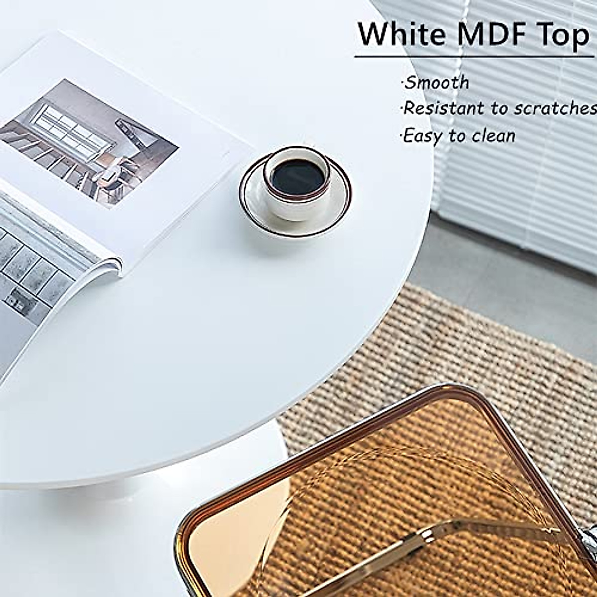 Round Dining Table White with Pedestal Base,31.5" Modern Tulip Dining Room Table for 1-4 People,Pedestal Dining Table with Round Top for Kitchen Living Room (Tulip Dining Table White)