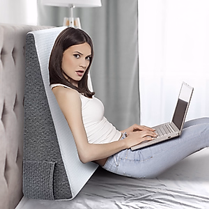 Wedge Pillow with Foam Top for Sleeping,Reading and Rest, 8 Inch Elevated Support Triangle Bed Pillow for Legs and Back Support with Washable Cover