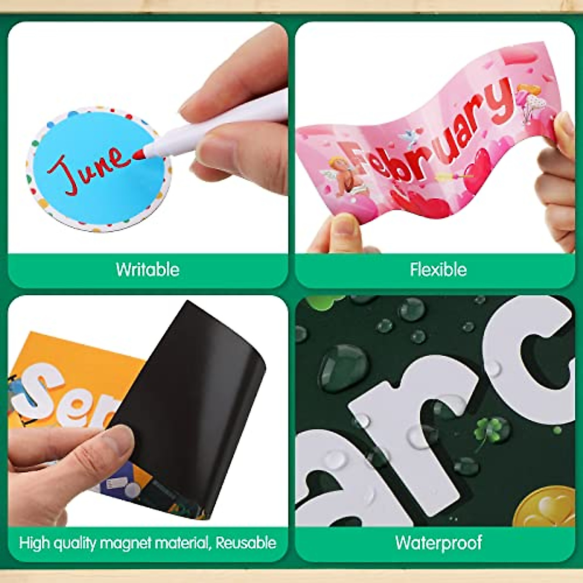 52 Pcs Magnetic Holiday Monthly Headliners Include 12 Months of The Year Headers Seasonal Bulletin Board Border 31 Writable Round Blank Confetti Accents 7 Writable Rectangle Label for Classroom School