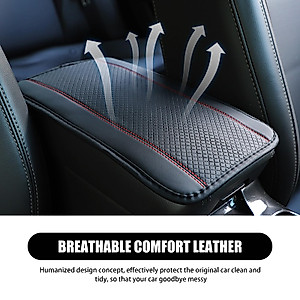 Hawyet 1 PC Car Center Console Armrest Cover Pad, 12.5In x 7.4In Fiber Leather Embossing Center Console Armrest Protector, Universal Waterproof Armrest Box Mat (Red & Black)