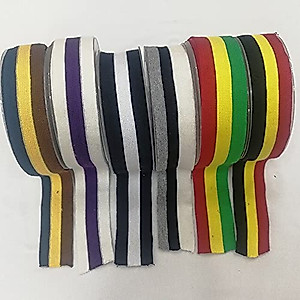 Thecookie Rib Knit Fabric Mercerized Cotton Webbing with Contrast Strip Rib Band for Garment Clothing Accessory DIY Colorful Sewing Accessories - Khaki Yellow bluel