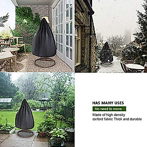 POMER Patio Egg Chair Cover, Heavy Duty Waterproof Hanging Chair Cover with Zipper Design for Outdoor Single Seat Wicker Swing Egg Chair - 75" H x 45" W