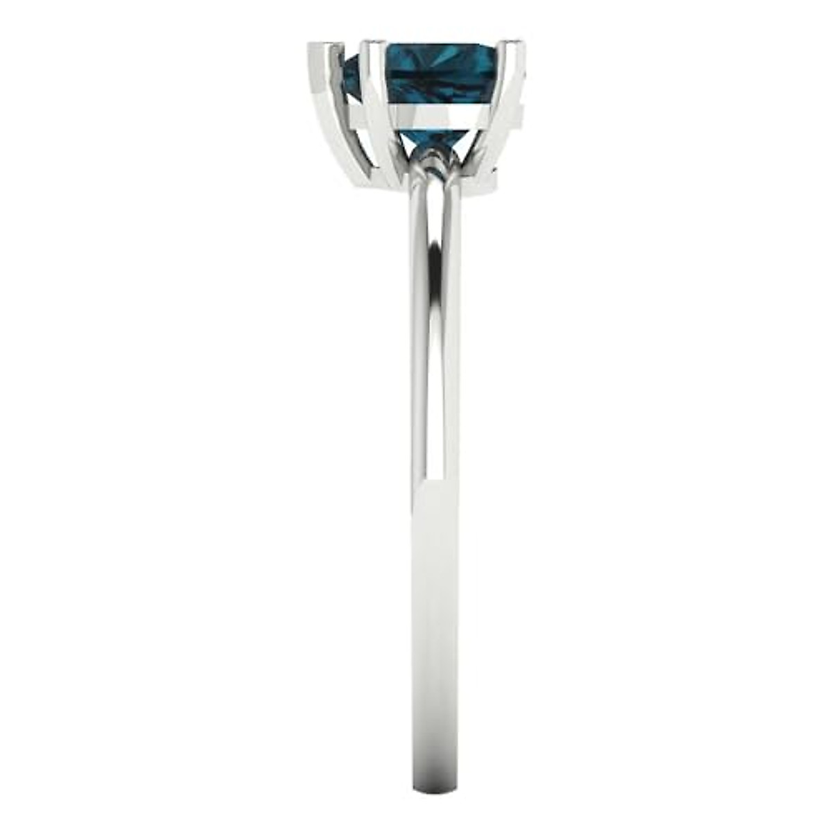 Clara Pucci 1.0 ct Heart Cut Solitaire Natural London Blue gemstone Bridal Wedding Anniversary Engagement Ring Real 14k White Gold