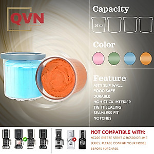 Ninja Creami Pints and Lids - 4 Pack Ninja Creami Cups, 16 oz Ninja Creami Containers, Creami Pint Containers Compatible with Ninja NC299AMZ & NC300s Series Ice Cream Maker - Tight Sealing & Anti-Slip