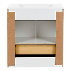 Spring Mill Cabinets Emlyn 30 Inch Bathroom Vanity with White Single Sink Top, 2-Door Cabinet, 1 Drawer, 30.5" W x 18.75" D x 32.89" H, White