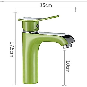 NANZU Kitchen & Bath Fixtures Taps Faucet,Baked Green Paint Hot and Cold Water Basin Faucet Short Paragraph Above Counter Basin Faucet