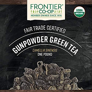 Frontier Co-op Organic Gunpowder Green Tea Leaves, 1-Pound Bulk, Smokey Green Tea, Maintains Freshness, Kosher, Fair Trade