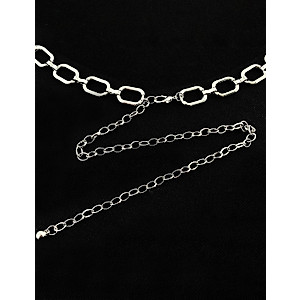 TOPACC Silver Chain Belts for Women Thick Metal Y2k Belt Circle Chains Belt for Dresses Jeans Skirt Girls Fashion