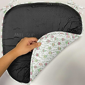 Lunarable Farm Chair Seating Cushion Set of 2, Spring Easter Party Theme Eggs and Leaves Art Print, Anti-Slip Seat Padding for Kitchen & Patio, 16"x16", Fern Green Pale Pink