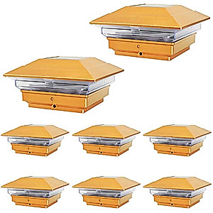 8 Pack Copper Outdoor Garden 4 x 4 Solar LED Post Deck Cap Square Fence Light Landscape Lamp Lawn PVC Vinyl Wood