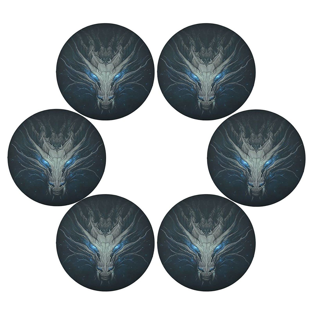 Kigai Round Placemats for Dining Table Set of 4, Grey Dragon Non-Slip Washable Table Mats Kitchen Heat Resistant Place Mats for Outdoor Indoor Table Decoration