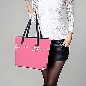 Womens Handbag Pink Background Leather Tote Bag Top Handle Satchel Bags For Lady