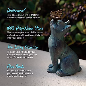 iHeartCats Cat Memorial Figurine with Butterfly - Cat Statue Pet Memorial Gifts