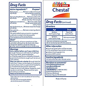 Boiron Chestal Children's Cold and Cough Syrup for Nasal and Chest Congestion, Runny Nose, and Sore Throat Relief - 6.7 Fl oz
