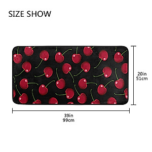 susiyo Kitchen Mat Red Cherries Kitchen Rug Mat Anti-Fatigue Comfort Floor Mat Non Slip Oil Stain Resistant Easy to Clean Kitchen Rug Bath Rug Carpet for Indoor Outdoor Doormat