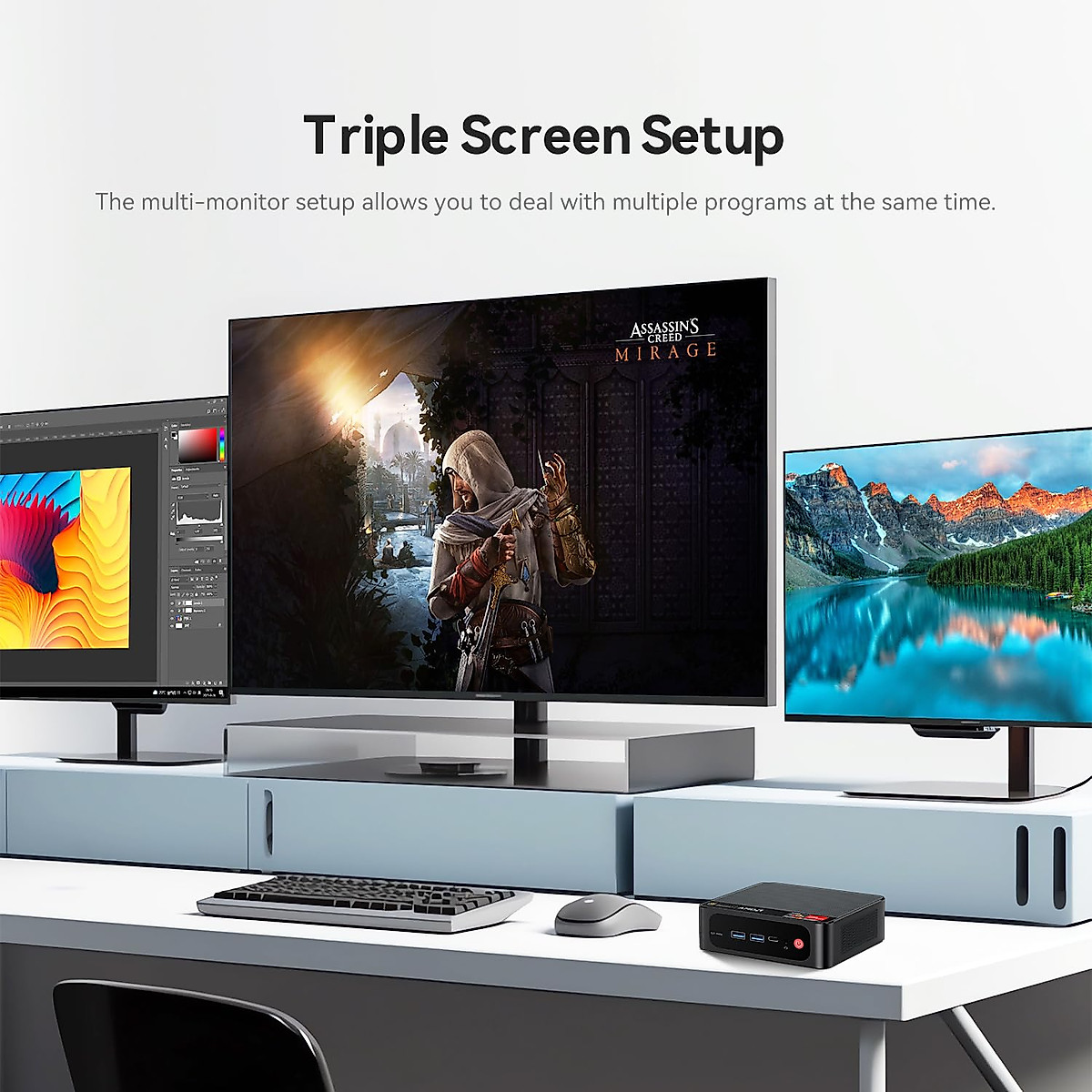 Beelink Mini PC AMD Ryzen 7 5800H Up to 4.4GHz 8C/16T,Mini Desktop Computers 16GB DDR4 RAM/500GB M.2 2280, 4K FPS/60Hz Dual HDMI+Type-C/WiFi 6(802.11ax)/BT5.2 Mini Computers That Supports 2.5-inch HDD