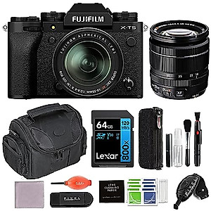 FUJIFILM X-T5 Mirrorless Camera with 18-55mm Lens (Black) with 64GB Memory Card, Gadget Bag, & More (8 Items) | USA Authorised with Fujifilm Warranty | Fuji xt5