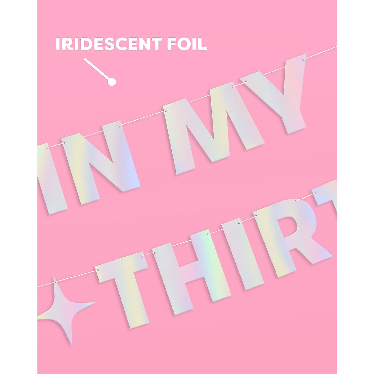 xo, Fetti In My Thirties Era Banner 5 Ft, Iridescent | 30th Birthday Party Decoration, Bday Photo Booth Backdrop, Silver HBD Sign Supplies