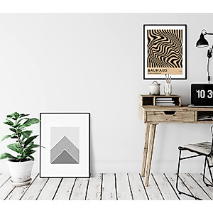 Mid Century Modern Bauhaus Wall Art - 11x14" UNFRAMED Print - Abstract Wall Decor - Exhibition Poster Replication (Black)