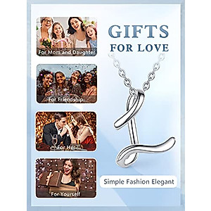 EUDORA Sterling Silver Initial Necklaces for Women L Letter Alphabet Personalized Charm Pendant Initial Necklace with 18inch O-Ring Chain