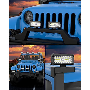 NAOEVO 7 Inch LED Light Bar, LED Off Road/Fog/Driving Lights LED Pods with Spot Flood Combo, LED Work Lights for Truck Boat UTV ATV, 2-Pack (White)