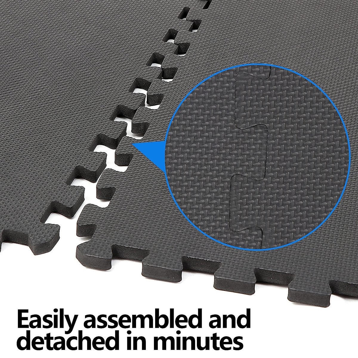 F2C 6 Pieces Puzzle Exercise Mat EVA Foam Interlocking Tiles with 12 End Borders for Gym Home Exercise Workout Floor Protecting Black