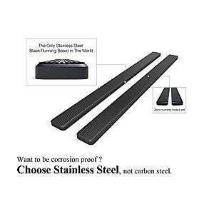 APS Running Boards 5in Matte Black Compatible with Ford F150 2015-2024 Super Cab & F-250 F-350 Super Duty 2017-2024 Stainless Steel (Nerf Bars Side Steps Side Bars)