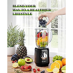 KIDISLE Retro Blenders for Kitchen, 34oz Glass Jar, 700W Smoothie Blender for Shakes and Smoothies, 3 Adjustable Speed for Milkshake, Ice Crush, Puree and Frozen Fruit, Black